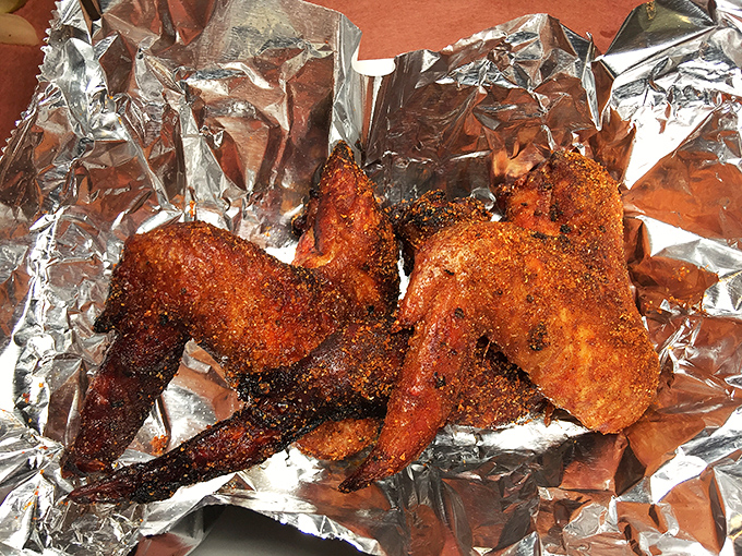 Wings that have clearly been introduced to smoke and spice in the most intimate way possible, resulting in a beautiful relationship.