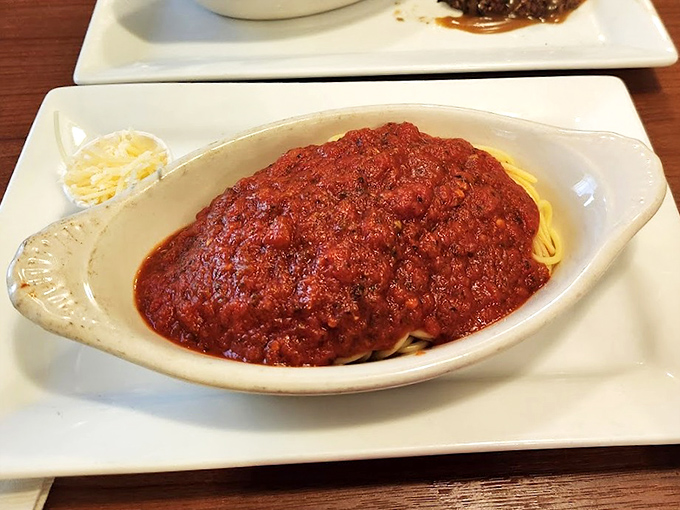 Spaghetti with meat sauce that doesn't mess around&mdash;this isn't some dainty portion, it's a proper Ohio-sized serving of Italian-American comfort.