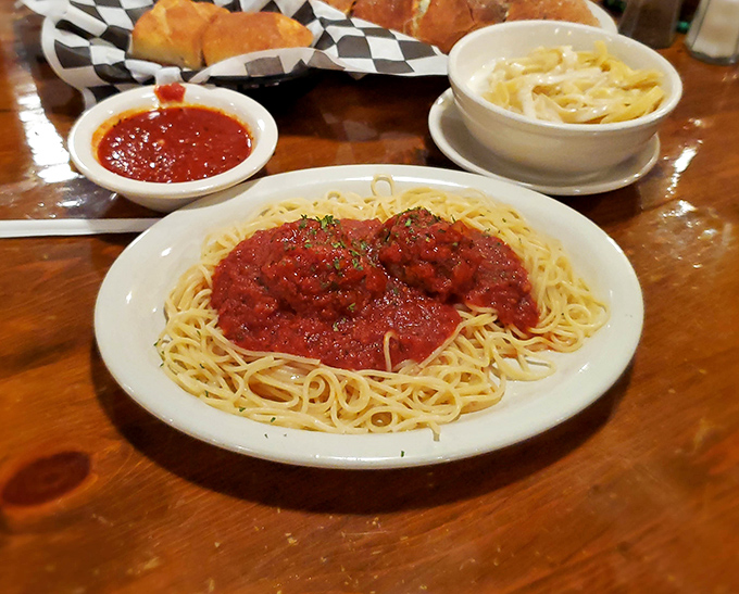 Simple spaghetti becomes sublime when the sauce-to-pasta ratio achieves mathematical perfection, proving sometimes the classics need no improvement.