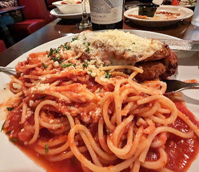 Spaghetti and chicken parmesan: the Fred Astaire and Ginger Rogers of Italian-American cuisine, dancing together on a plate in perfect, saucy harmony.