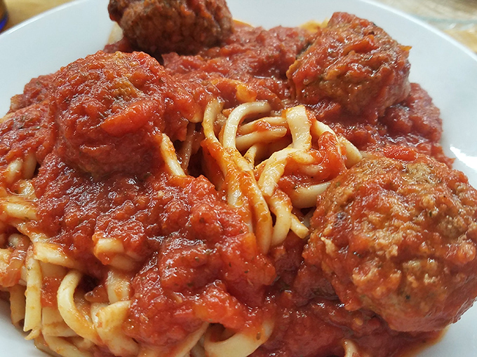 Surprise! Michael's isn't just about frozen treats. Their spaghetti and meatballs could make an Italian grandmother nod in approval.