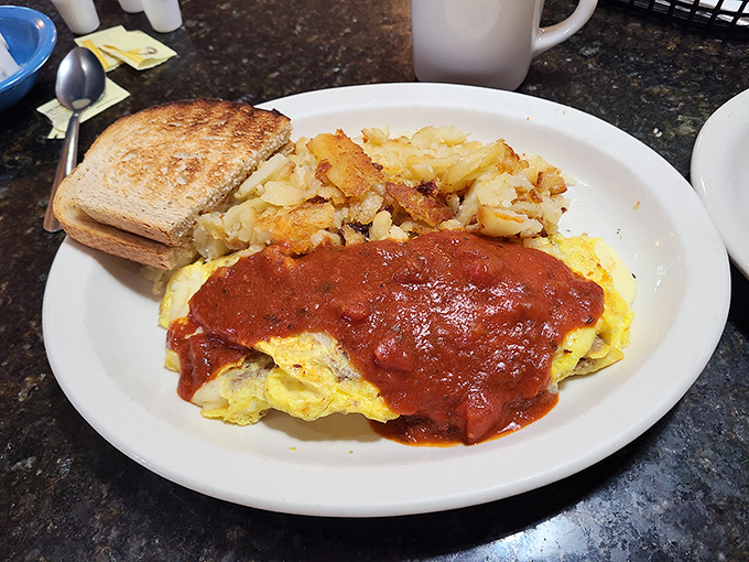 When marinara meets eggs, magic happens. This Spanish omelet doesn't need a passport to transport your taste buds to Mediterranean shores.