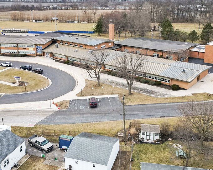A school building that embodies community investment, where education remains a priority without the astronomical property taxes of metropolitan areas.