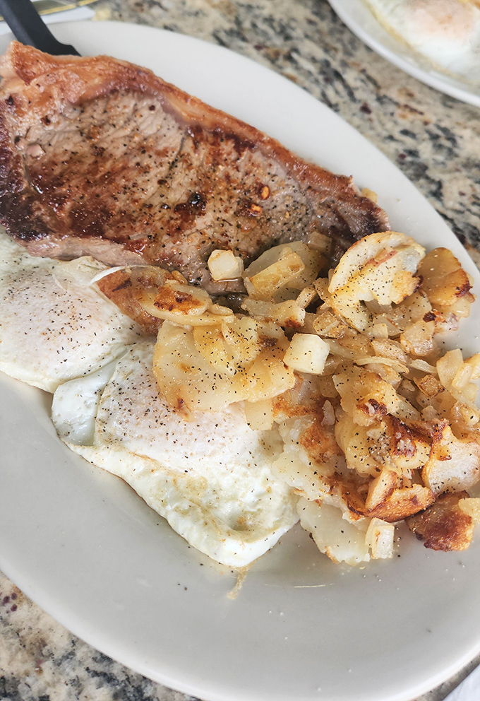 When steak meets eggs, magic happens &ndash; especially when those home fries join the party looking crispy and gorgeous.