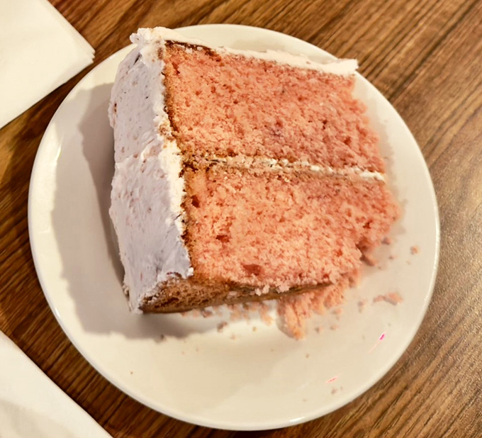 A slice of strawberry cake that doesn't need filters or fancy plating&mdash;just fork access and an appreciation for honest baking.