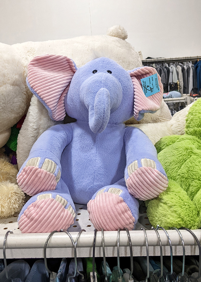 This plush blue elephant isn't just adorable &ndash; he's patiently waiting to become someone's childhood memory in the making.