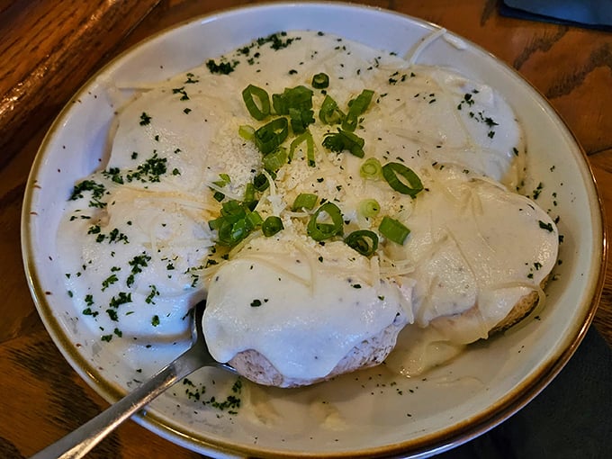 Stuffed mushrooms that look so good they'd make a vegetable skeptic reconsider their life choices. That melty cheese pull is pure food poetry.