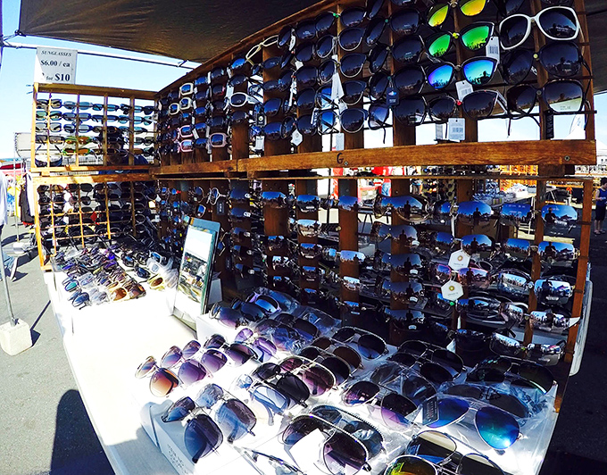 Sunglasses, sunglasses everywhere, and not a cloudy day in sight. The perfect San Diego accessory available in every style imaginable.