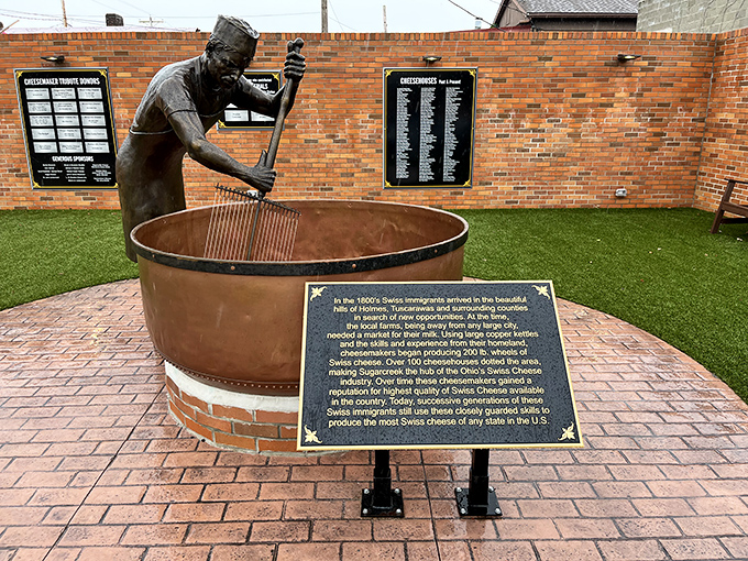 This bronze tribute celebrates the art of cheese-making with the reverence it absolutely deserves in Ohio.