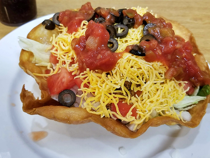 This taco salad bowl isn't just edible&mdash;it's architectural genius. The crispy shell practically dares you not to break into a happy food dance.