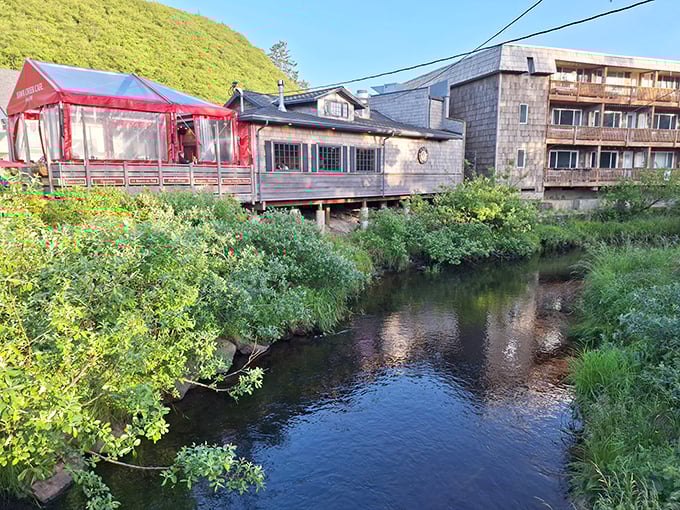 Hawk Creek meanders through town like a liquid ribbon, providing a peaceful counterpoint to the ocean's thunderous presence nearby.