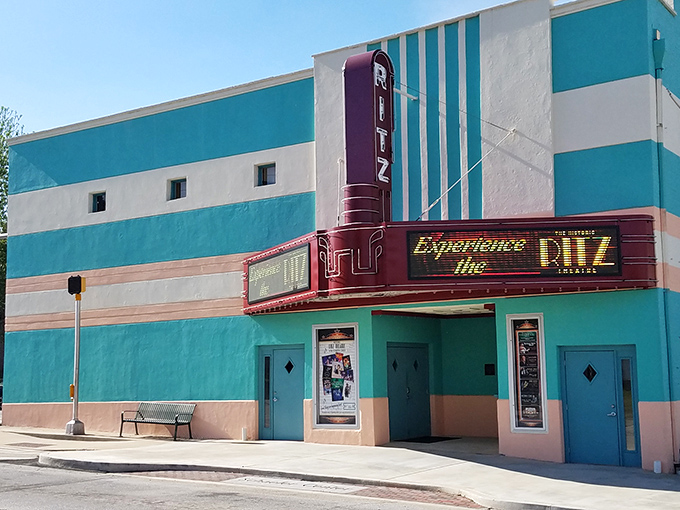 The Historic Ritz Theatre's Art Deco fa&ccedil;ade and neon marquee transport visitors to a time when going to the movies was an event, not just a Netflix alternative.