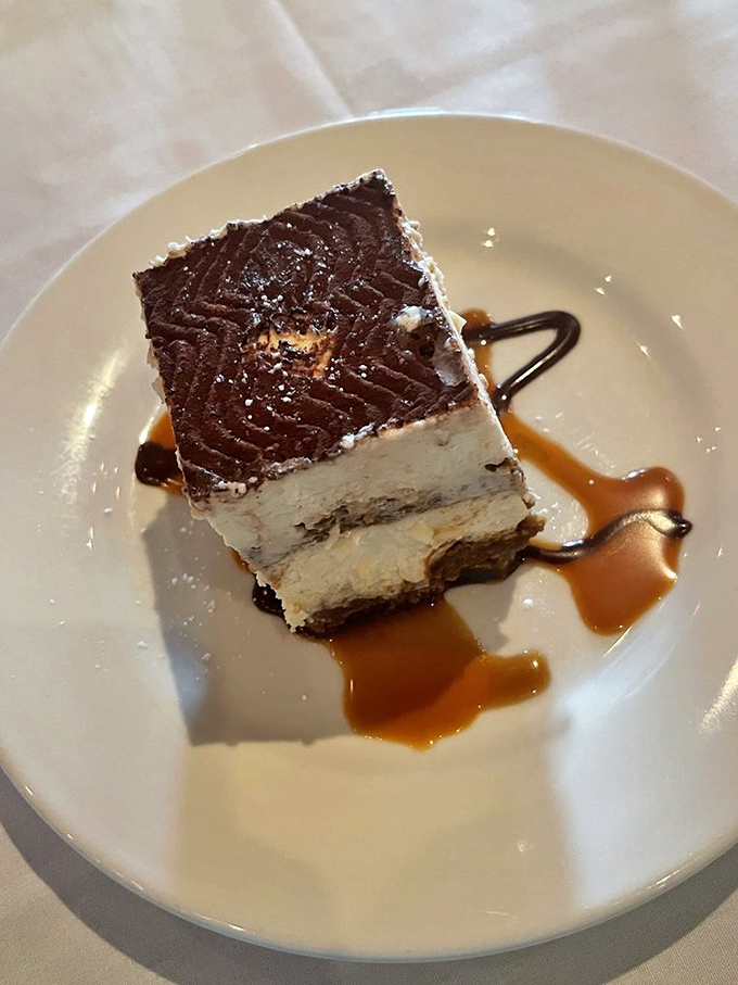 Tiramisu that strikes the perfect balance between coffee, chocolate, and mascarpone. The caramel drizzle is that little extra touch of genius.