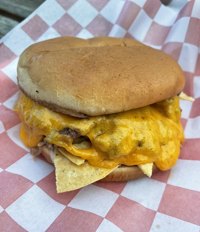The Tostada Burger &ndash; where Tex meets Mex in perfect harmony. Those tortilla chips aren't just for show; they're the crunch your burger's been missing.