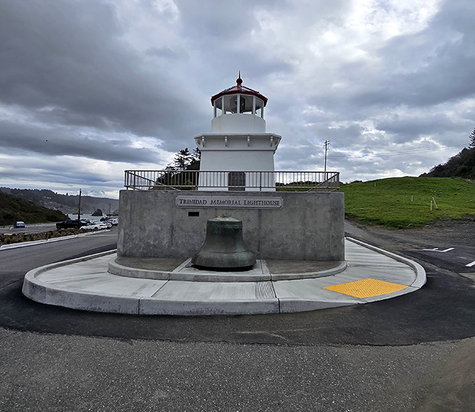 The Trinidad Memorial Lighthouse stands like a maritime bouncer, keeping watch over the harbor with stoic determination and impressive posture.