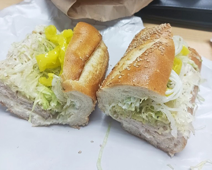 The humble tuna sandwich, elevated to art form. That splash of yellow peppers adds both color and zing&mdash;like a surprise cameo in your favorite show.