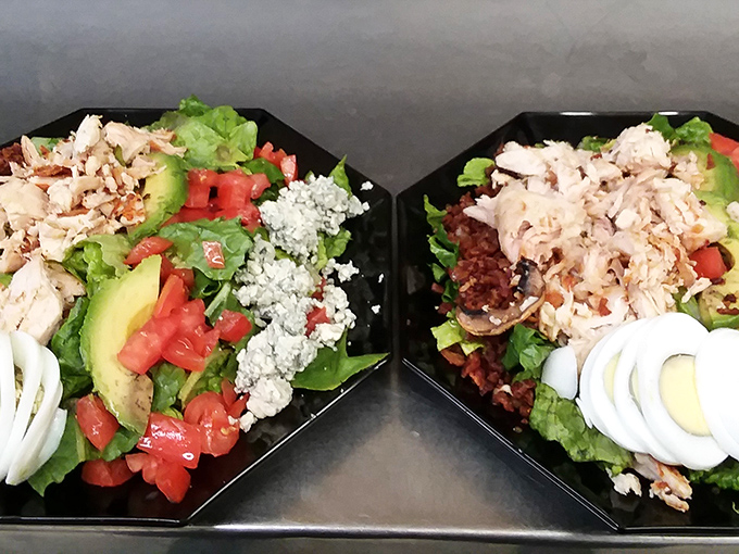 When salads look this good, even dedicated carnivores reconsider their life choices. Fresh ingredients arranged with artistic precision and generous protein portions.