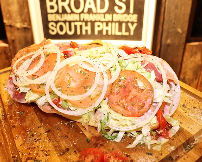 This isn't just a hoagie &ndash; it's a skyscraper of freshness with perfectly layered ingredients that would make any deli counter weep with envy.