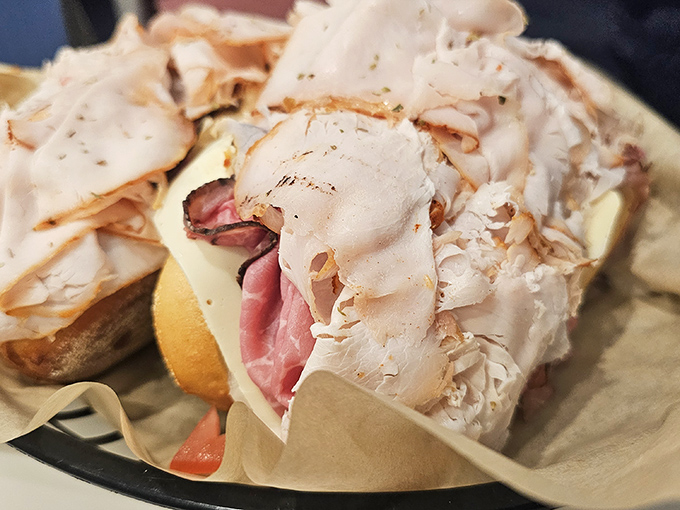 Turkey piled so generously, you'll need a strategy and possibly a support group to finish it.