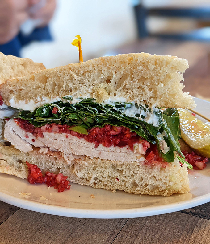 The Turkey Cran sandwich—where Thanksgiving's greatest hits tour comes to your plate any day of the year, complete with house-made cranberry relish.