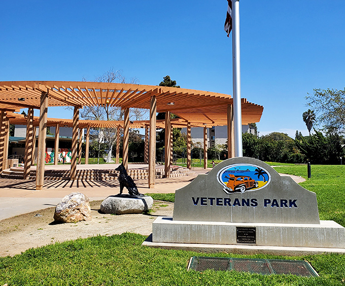 Veterans Park offers shaded walkways, community pride, and a heartfelt tribute honoring local heroes in beautiful Imperial Beach.