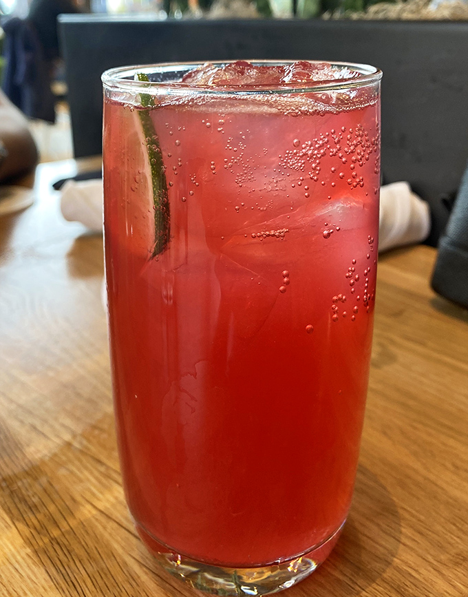 A ruby-red refresher that's like summer in a glass. This vibrant drink makes hydration feel like an occasion rather than an obligation.