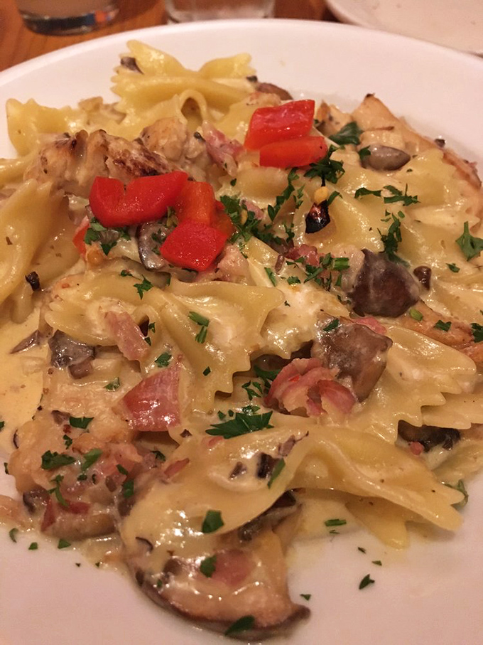 The star of the show! Wild mushrooms dancing with farfalle pasta in a cream sauce that would make Italian grandmothers nod in silent approval.