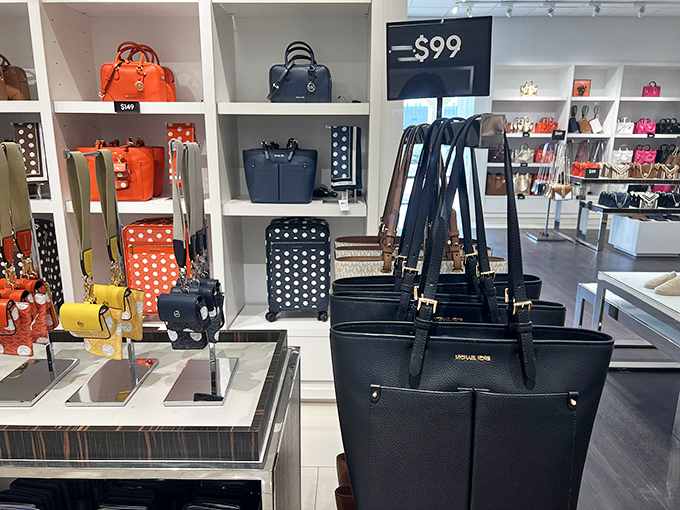 Handbag heaven where Michael Kors tempts you with leather treasures at prices that almost &ndash; almost &ndash; don't require financial gymnastics to justify.