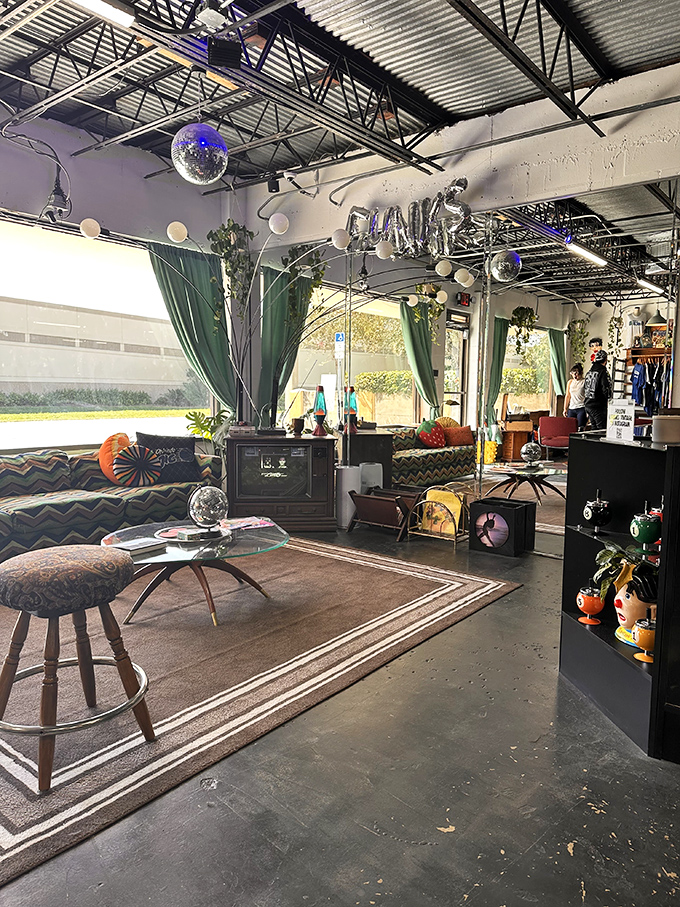 That lounge area looks like Don Draper's living room had a yard sale and everything stayed put.