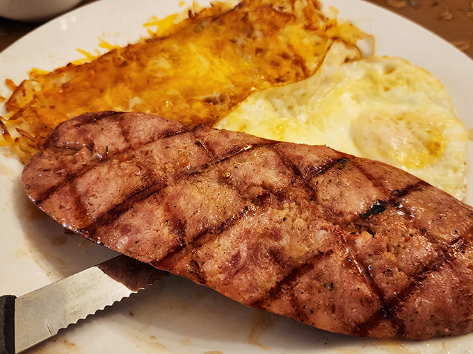 Steak and eggs&mdash;the breakfast of champions, or anyone who plans to skip their next two meals. Those hash browns deserve their own fan club.