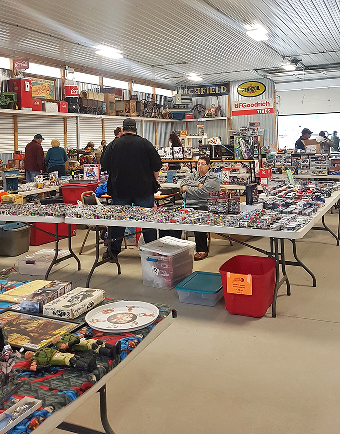 Nostalgia by the boxful&mdash;where toy cars, vintage signs, and childhood memories are meticulously arranged by collectors who speak the language of "remember when."