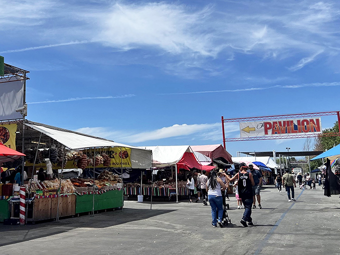 The Pavilion beckons shoppers with promises of more treasures. Like a retail mirage in the California sun, it draws you deeper into the market maze.