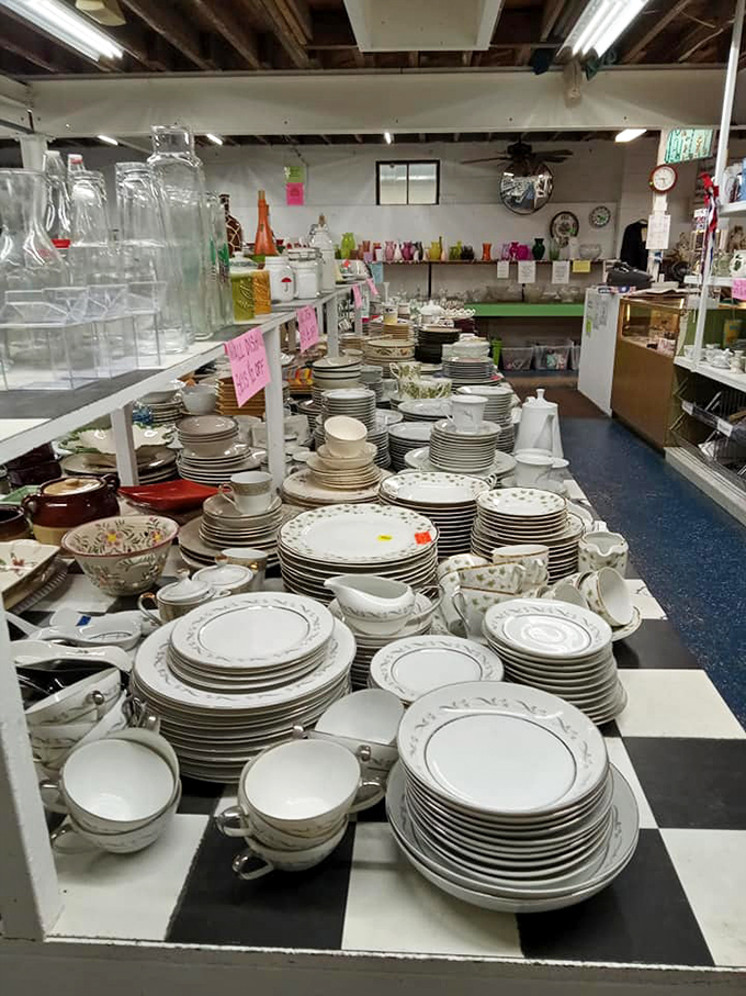 Dish heaven! Enough plates, cups, and saucers to host a royal banquet or replace everything your teenager has broken.
