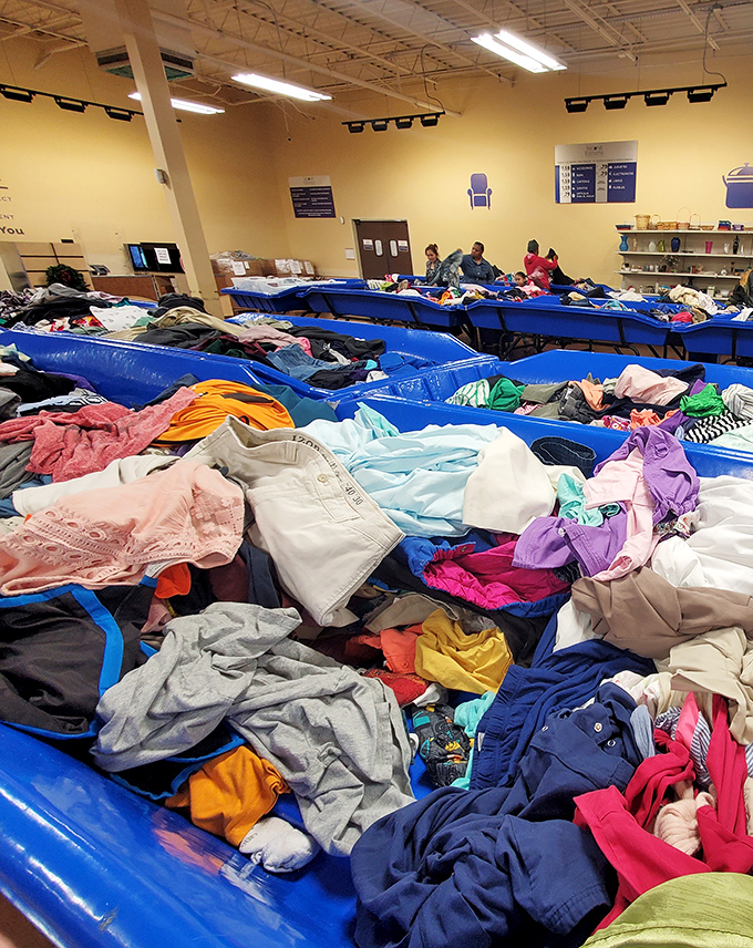 Treasure hunters in their natural habitat, where the thrill of the find trumps the fluorescent lighting every time.