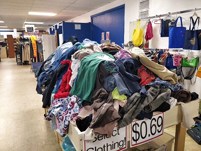 At 69 cents per item, this clothing mountain isn't just a bargain&mdash;it's practically paying you to take fashion risks you'd never attempt at retail prices.