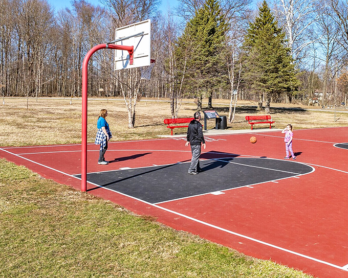 Free entertainment that doesn't require a password or monthly subscription—just a basketball and the timeless sound of sneakers on concrete.