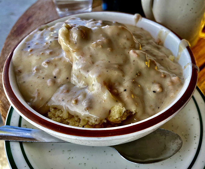 Biscuits and gravy: where comfort food meets art form. This creamy, peppery blanket of goodness transforms ordinary mornings into occasions.