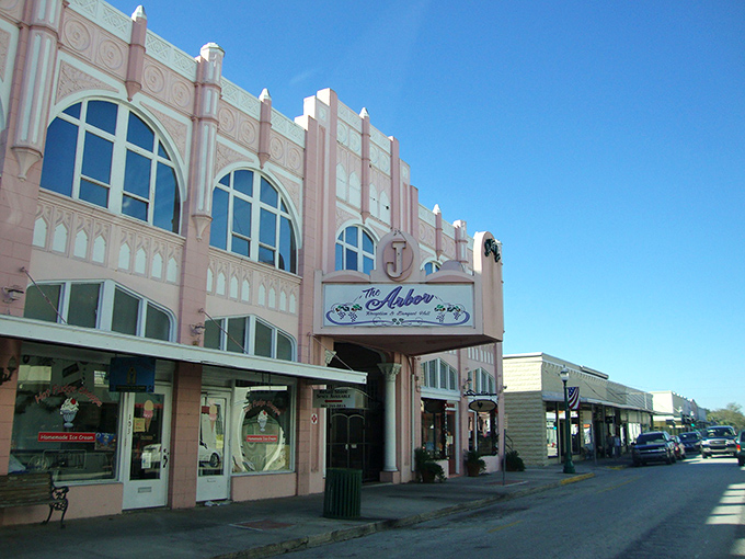 The Arcadia Theater's cotton-candy pink exterior is the architectural equivalent of a showstopper dessert—impossible to pass without stopping for a photo.