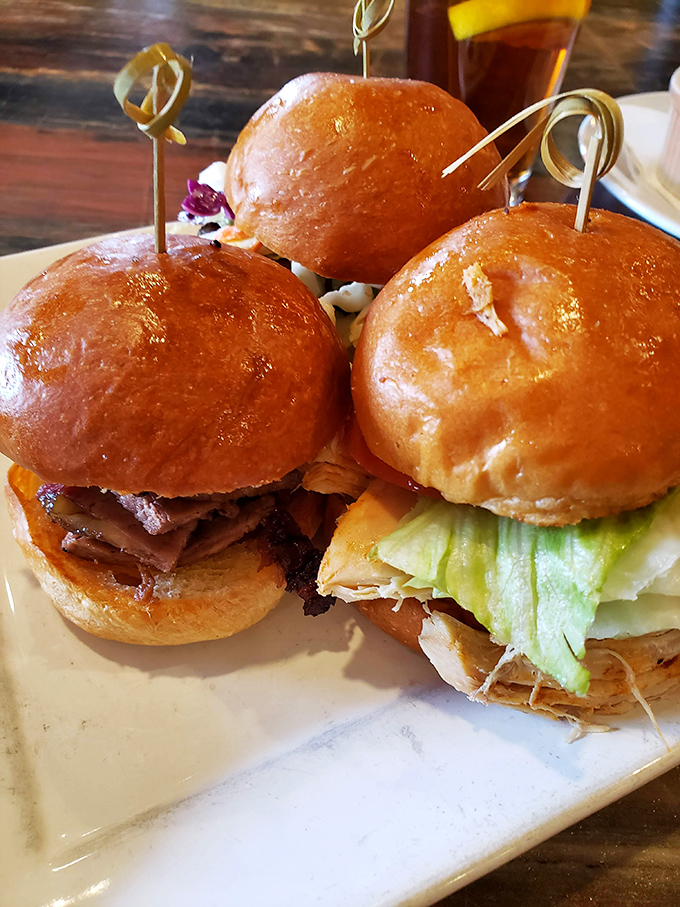 These sliders aren't playing small ball—they're the heavy hitters of the sandwich world. Each one packs more flavor than entire meals elsewhere.