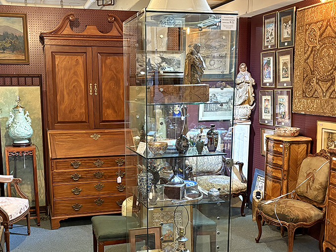 Elegant craftsmanship from an era when furniture was built to outlast its owners. This antique cabinet has probably witnessed more history than your history teacher.
