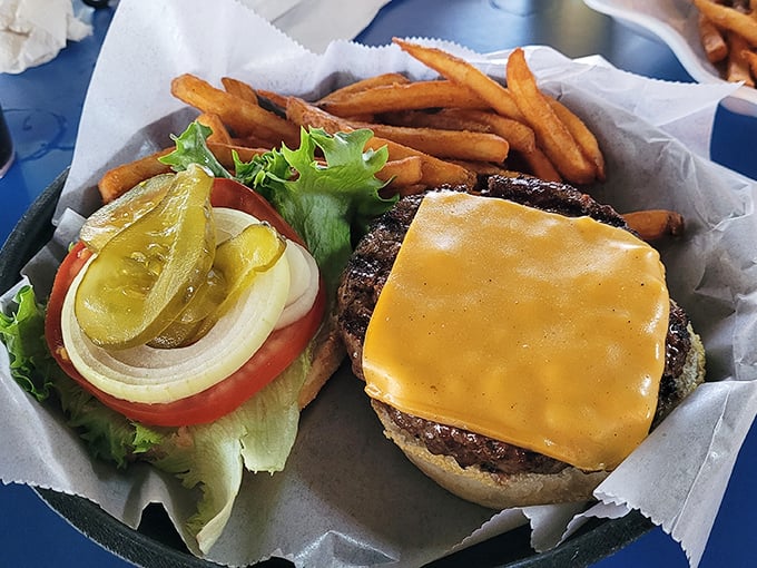Even the cheeseburgers get the royal treatment. Perfectly melted American cheese, fresh toppings, and hand-cut fries make this a surf-optional choice.