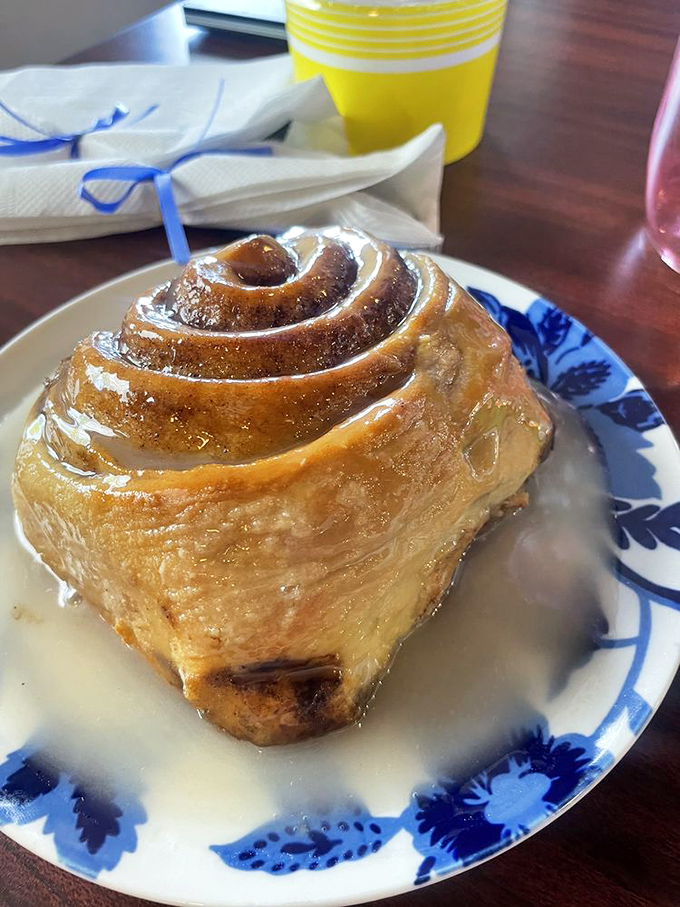 The holy grail of cinnamon rolls&mdash;golden, glistening, and gloriously glazed. Worth setting your alarm for, even on vacation.
