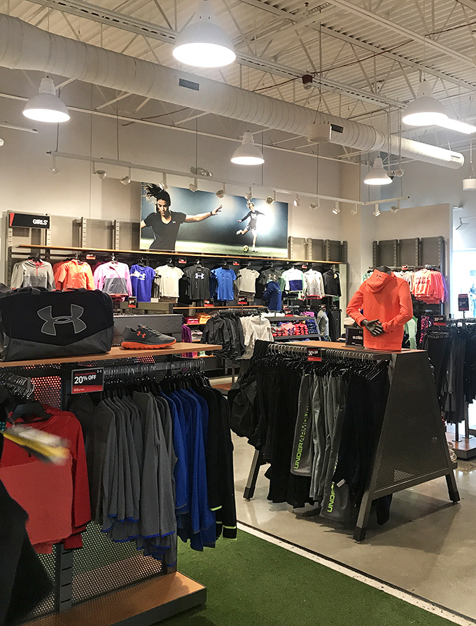 Under Armour's sleek displays remind us that looking athletic and actually being athletic are two entirely different commitments.