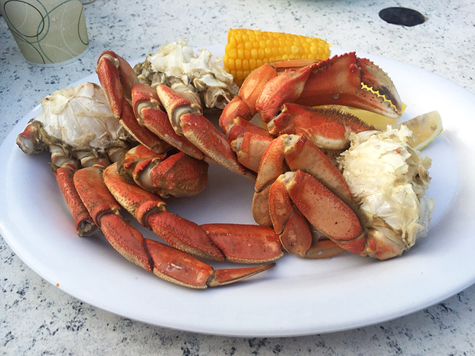 Ocean treasures arranged like a still-life painting. These magnificent crabs practically beg you to roll up your sleeves and dive in.