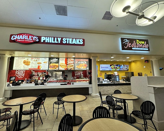 Charleys Philly Steaks stands ready to refuel shoppers who've worked up an appetite hunting bargains. Shopping is, after all, an Olympic sport in Florida.