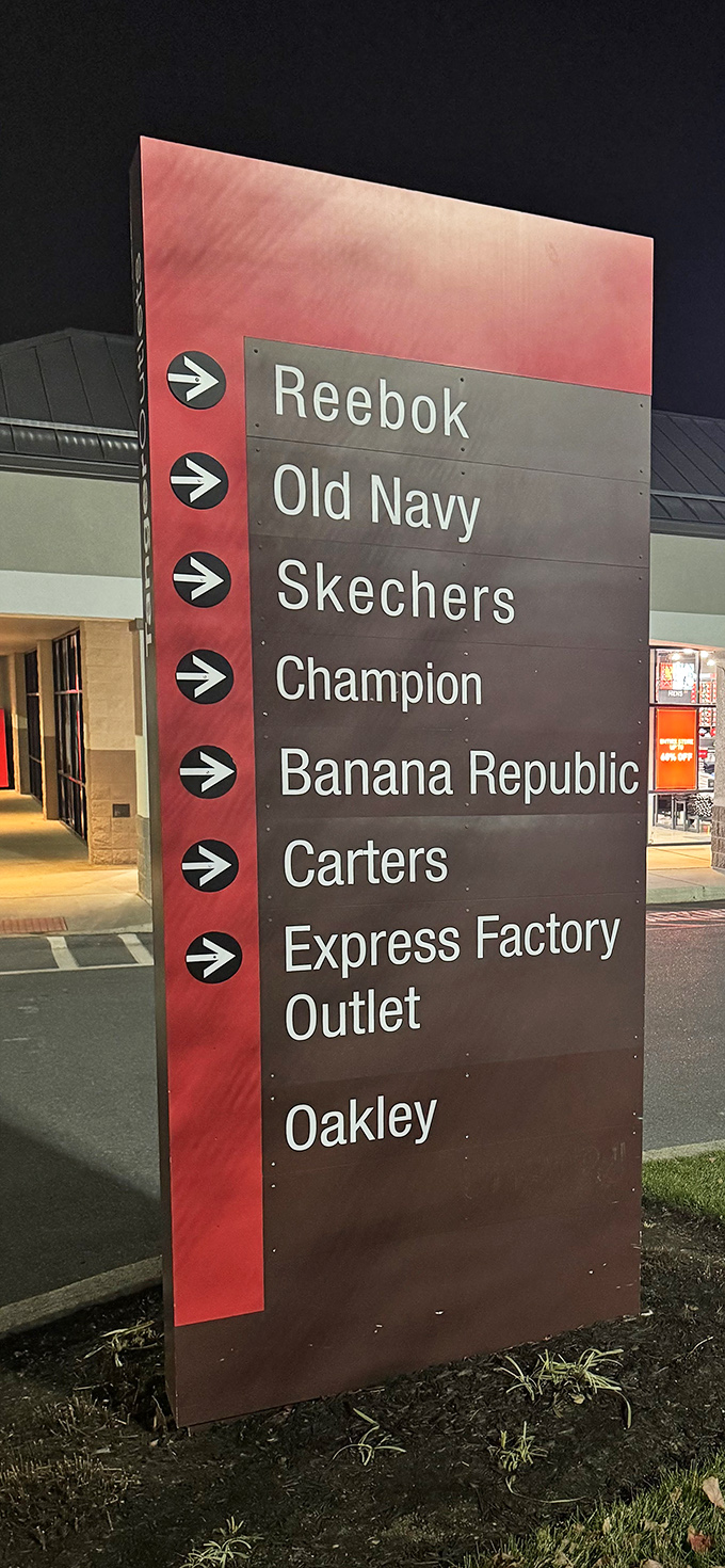 This directional sign isn't just information&mdash;it's a choose-your-own-adventure guide to retail therapy. Which arrow calls to your wallet first?