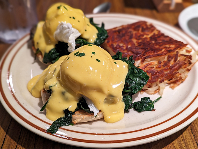 Eggs Benedict that's dressed better than most people at brunch &ndash; that hollandaise sauce drapes over English muffins like a silk robe on a Hollywood starlet.