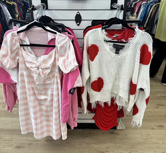Heart-adorned sweaters and breezy blouses hanging side by side&mdash;like finding the perfect rom-com for your wardrobe.