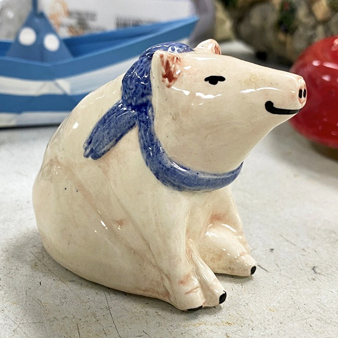 This ceramic polar bear with its jaunty blue scarf isn't just a knickknack &ndash; it's someone's future heirloom and conversation starter all for less than a fancy coffee.