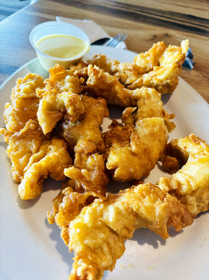 The fish fry that launched a thousand return trips—golden, crispy batter protecting flaky white fish that practically dissolves on your tongue. This is why Fridays were invented.